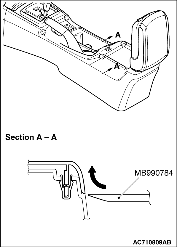 52A-FRONT FLOOR CONSOLE ASSEMBLY REMOVAL AND INSTALLATION