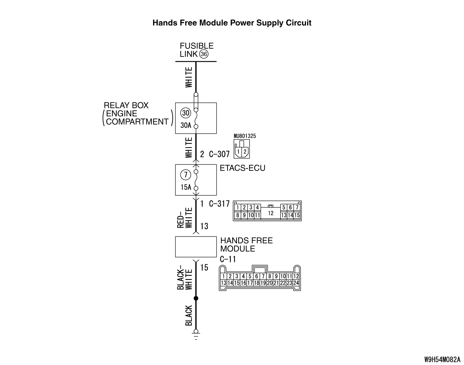 54A-CHECK THE HANDS-FREE MODULE POWER SUPPLY CIRCUIT.